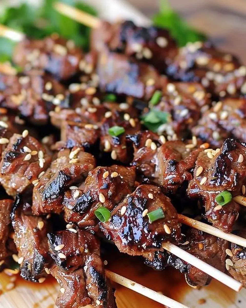 teriyaki sesame beef skewers